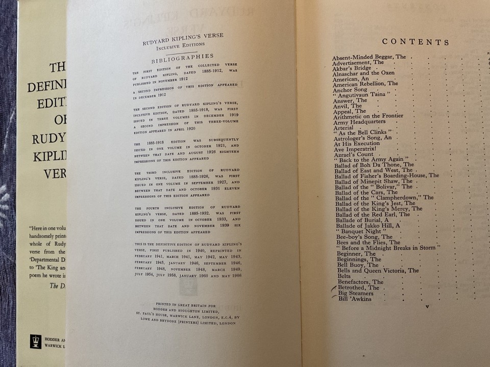The Definitive Edition of RUDYARD KIPLING'S VERSE hardback 1966 | eBay.de