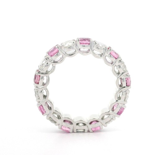 Effy 14k White Gold Alternating 5.25ctw Pink Sapphire Diamond Eternity ...