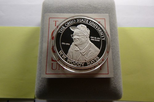 WOODY HAYES COACH THE OHIO STATE UNIVERSITY 999 SILVER COIN CASE COA ...