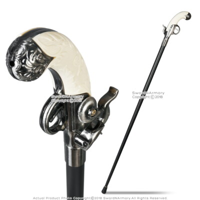37" Flintlock Pistol Grip Style Handle Fantasy Cane Gentleman's Walking ...