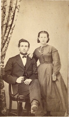 1860’s CDV PHOTO handsome young couple lady man Civil War Era Ohio ...