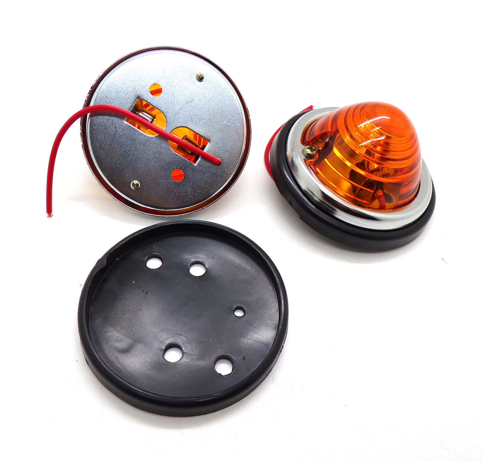 Universal Classic Car Kit Car Custom Hot Rod Orange Round Bullet Style ...