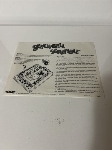 Screwball Scramble 1987 TOMY Board Game Marble Maze Obstacle Course ...