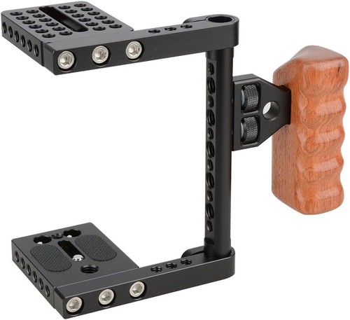 CAMVATE DSLR Video Camera Cage Stabilizer Rig with Wooden Handle ...