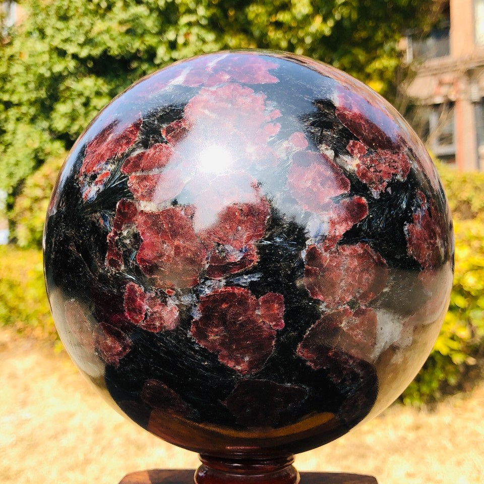 15.35LB Large Natural Garnet Sphere Crystal Firework Stone Ball Reiki ...