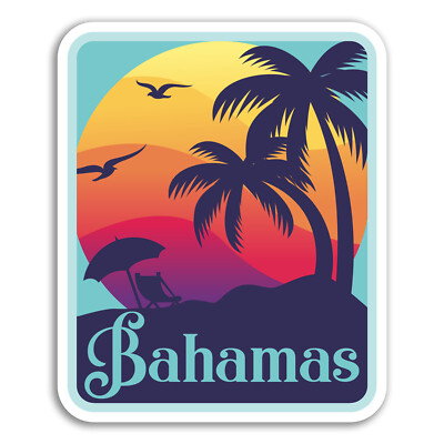 2 x 10cm Bahamas Vinyl Stickers - Sunset Travel Sticker Laptop Luggage ...