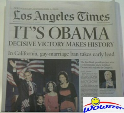Los Angeles Times November 5,2008 Newspaper-IT'S OBAMA-Elected ...