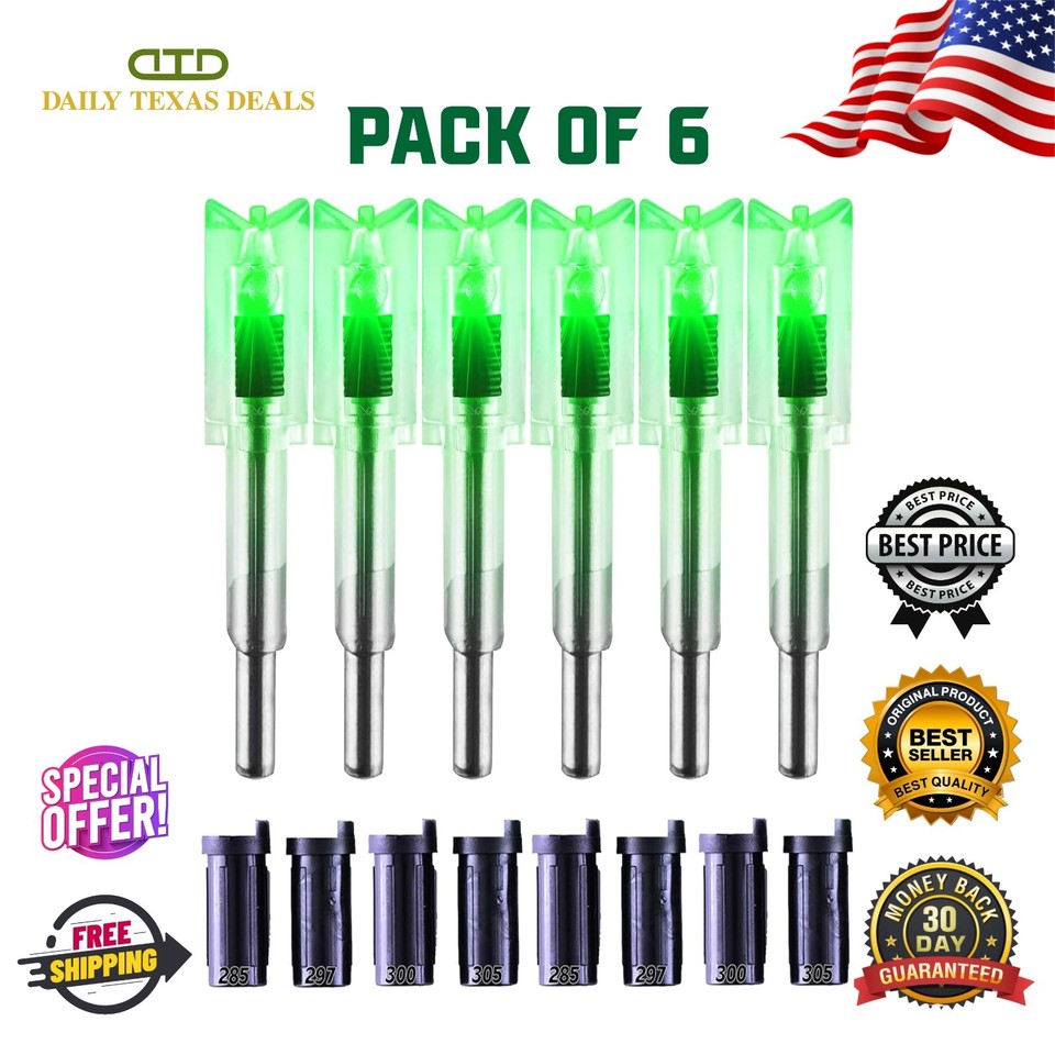 Crossbow Lighted Nocks 6/3 Pack Fit .285”-.305” Bolts | Bright LED On ...