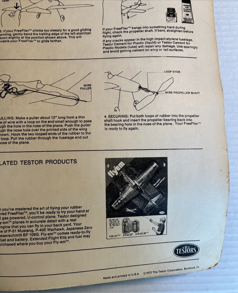 Testors Free Flier Rubber Band Power Airplane - New & Sealed -Vintage ...