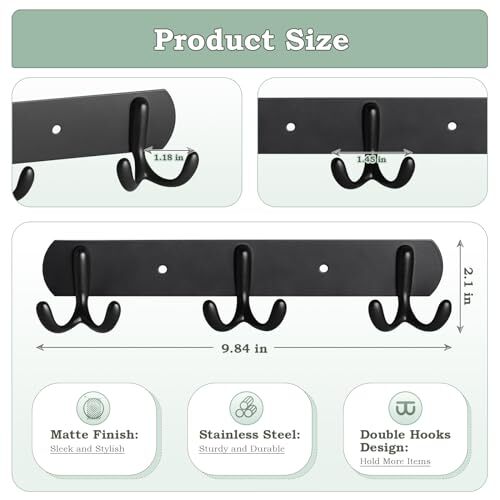 HOMEBROS Key Holder Wall Mount Key Hanger with 3 Double Key Hooks Small ...