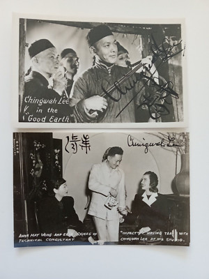 2 CHINGWAH LEE SIGNED AUTOGRAPHED REAL PHOTO RPPC POSTCARD CHINESE ...