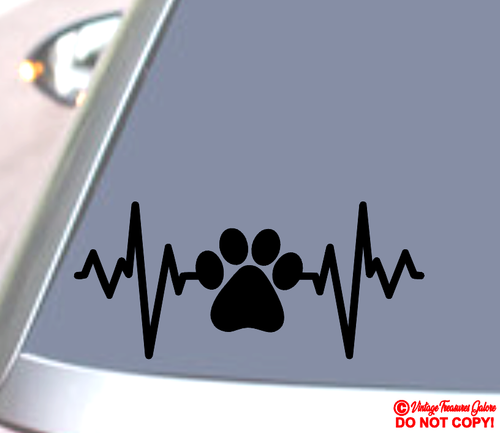 PAW PRINT LIFELINE Vinyl Decal Sticker Car Window Bumper Dog Cat Love ...