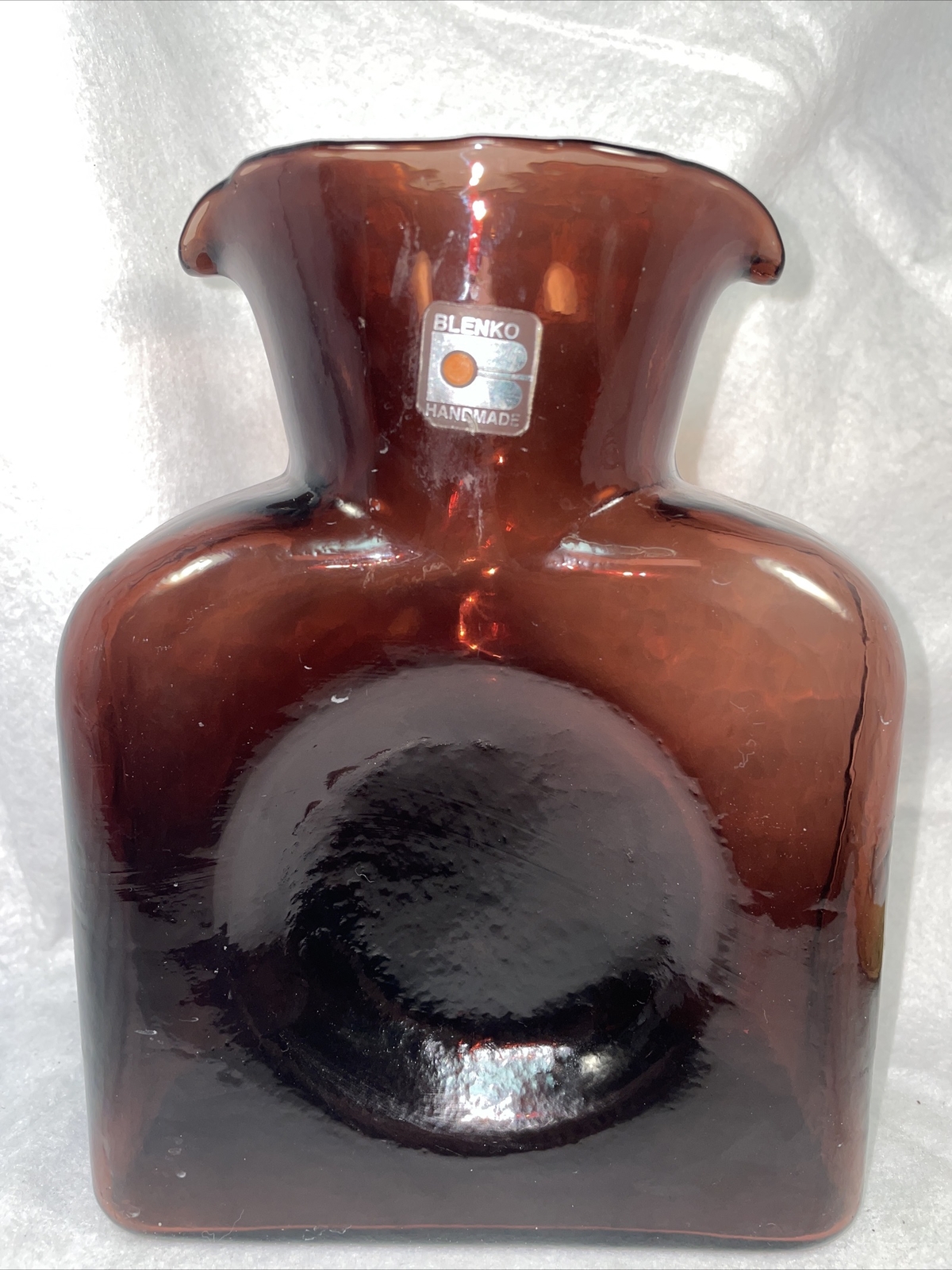 Blenko Red/Brown Glass Double Spouted Water Bottle/Pitcher-Block B ...