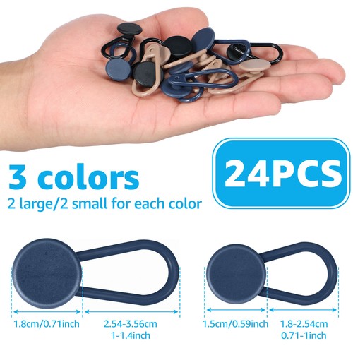 24Pcs Button Extenders for Jeans 3 Colors Waist Button Extender Set ...