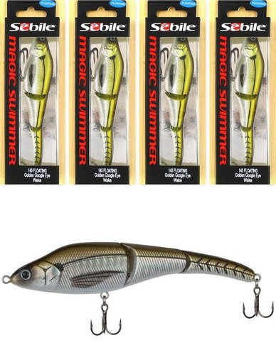 (4) Sebile Magic Swimmer 145 Float 5 3/4 Wake Swimbait 1 Oz Golden ...