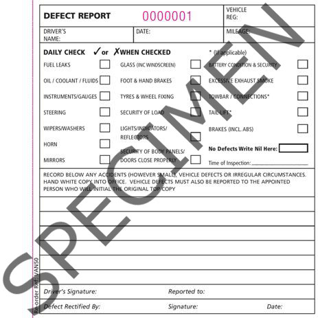 4 x Novadata Van Check & Daily Defect Report Pad 50 duplicate numbered ...