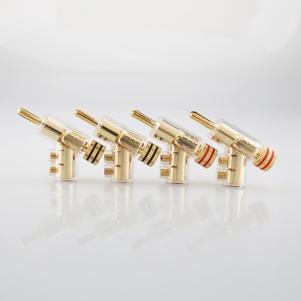 4Pcs 45 Degree Locking Banana Plug Gold Plated Audio Cable Terminal ...