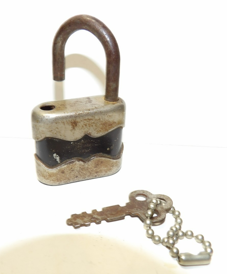 Vintage/Antique Pressed Steel Carnival Circus Style Padlock W/Original ...