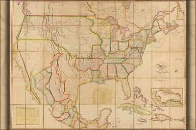 Poster, Many Sizes; Map Of United States Of America & Mexico 1820 | eBay