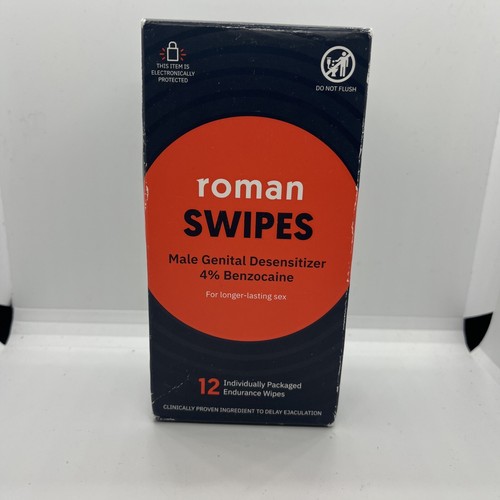 Roman Swipes 4% Male Desensitizing Benzocaine 12 Wipes Exp 09/2025 #L19 ...