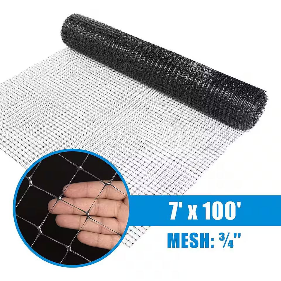 7 Ft. X 100 Ft. X 3/4 In. Black Plastic Bird Netting for Vegetable ...