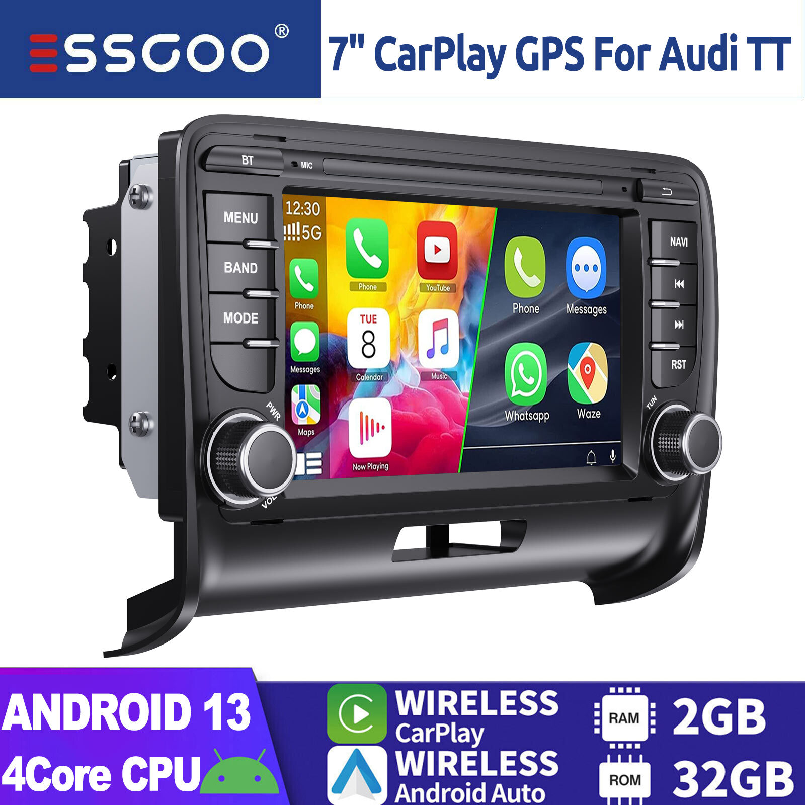 For Audi TT MK2 8J 2006-2012 Android 13 Carplay Car Stereo GPS Navi ...