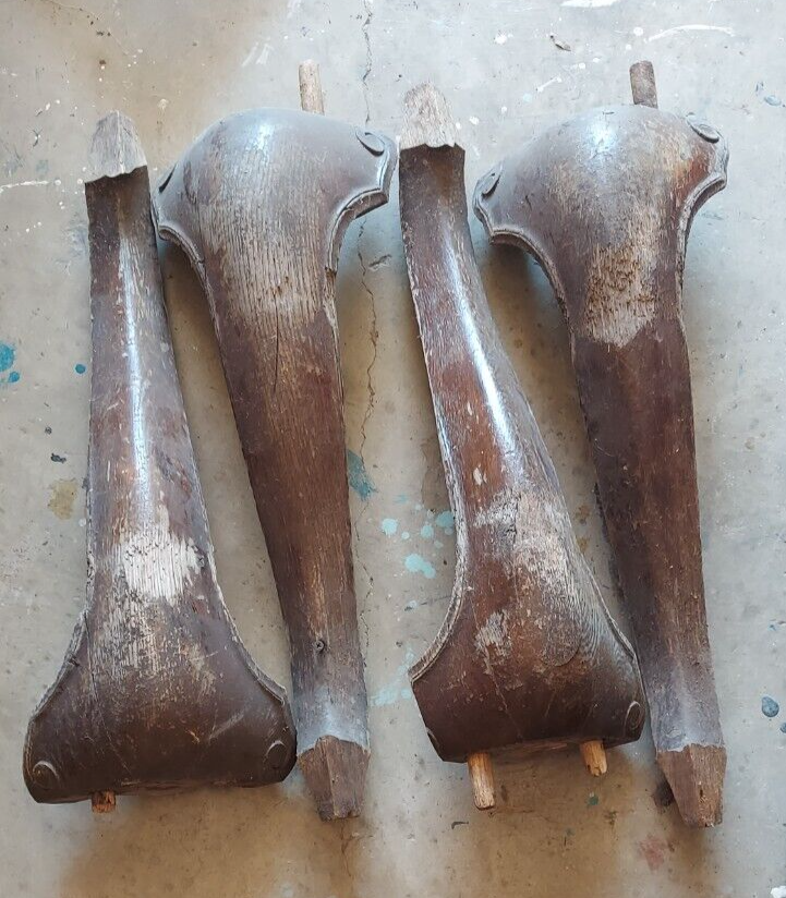 Antique Thick Carved WOOD Legs ARCHITECTURAL SALVAGE Chic 25” Tall ...