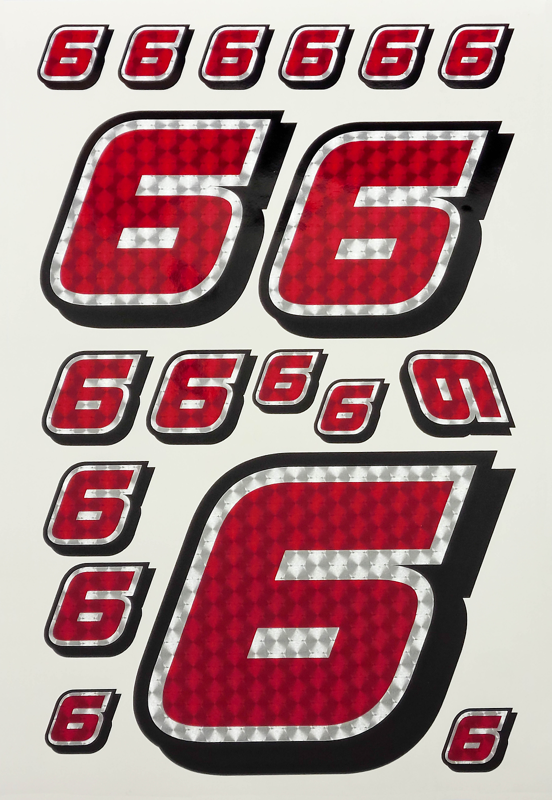 Racing Numbers Number 6 Decal Sticker Pack Red Silver 1/8 1/10 RC ...