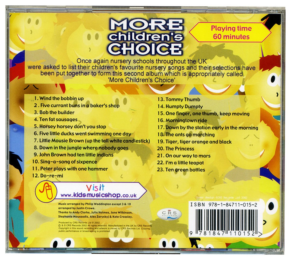 More Children's Choice CD nursery songs and rhymes chosen by kids *NEW ...