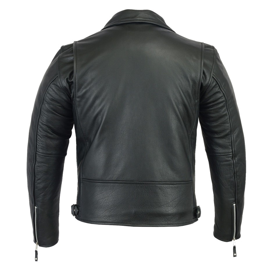 Mens Classic Bicker Cowhide Motorcycle Zip-Out Liner Leather Jacket Gun ...