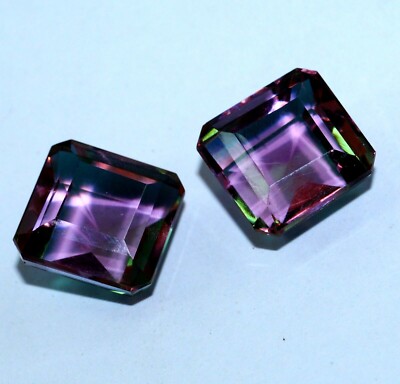 20Ct Natural GIE Certified Asscher Cut Color Changing Alexandrite 2 Pcs ...
