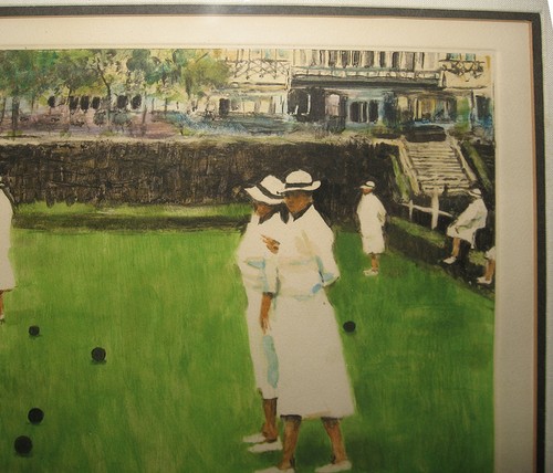 R.S. Riddick Rare '79 Monotype of Lawn Bowling California Listed ...