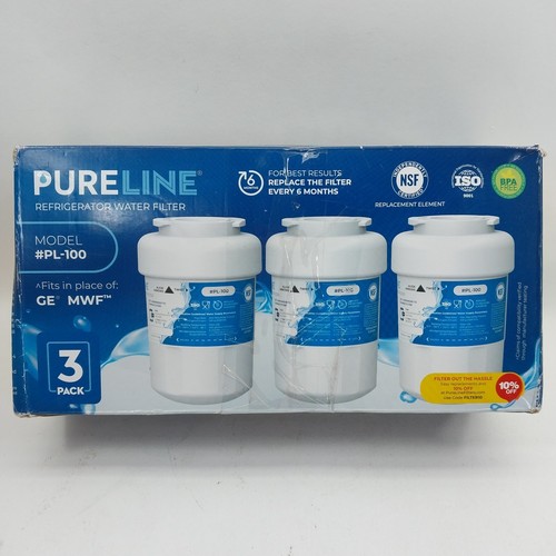 PURELINE Refrigerator Water Filters (Model #PL-100) 3 Pack - New Open ...