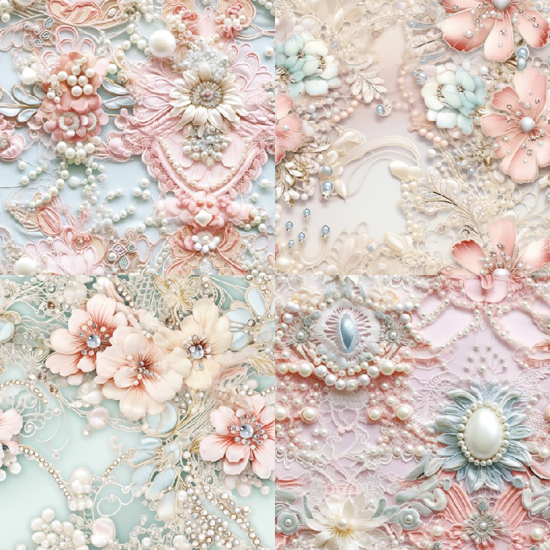 24 Sheets 6'' Retro Pearl Flowers Paper Pad Cardstock Scrapbooking ...