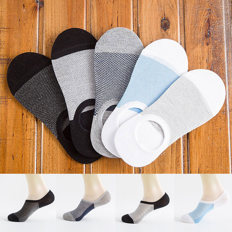 6 Pairs Men Women NO SHOW BAMBOO SOCKS Non Slip Heel Grip Low Cut ...