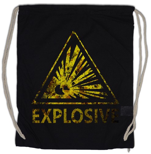 CAUTION EXPLOSIVE VINTAGE LOGO SIGN Drawstring Bag Warning Danger ...