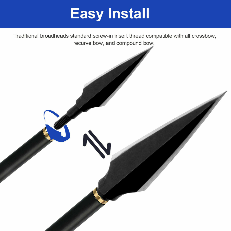 12X 150gr Archery Arrowheads Hunting Tips Screw Points Crossbow Arrow ...