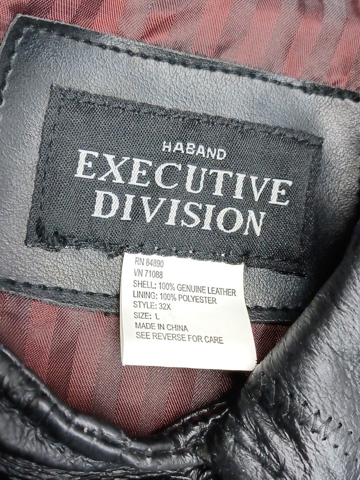 Vtg Haband Executive Collection Mens Leather Jacket Black Patch Work Sz ...