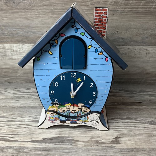 Peanuts Gang Snoopy Linus Lucy ICY Blue 17 X 9 Christmas Cuckoo Clock ...