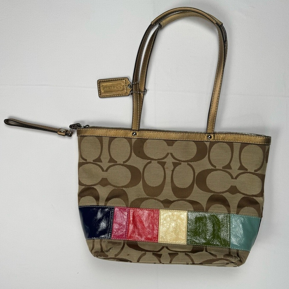 Authentic Coach Signature Stripe Multi Color Shoulder… - Gem