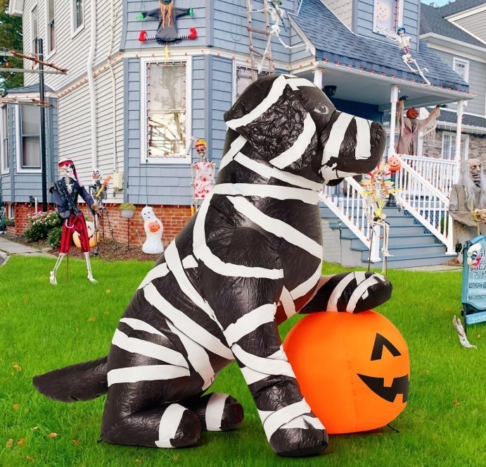 4 FT Halloween Inflatables Labrador Mummy Dog Pumpkin Outdoor ...