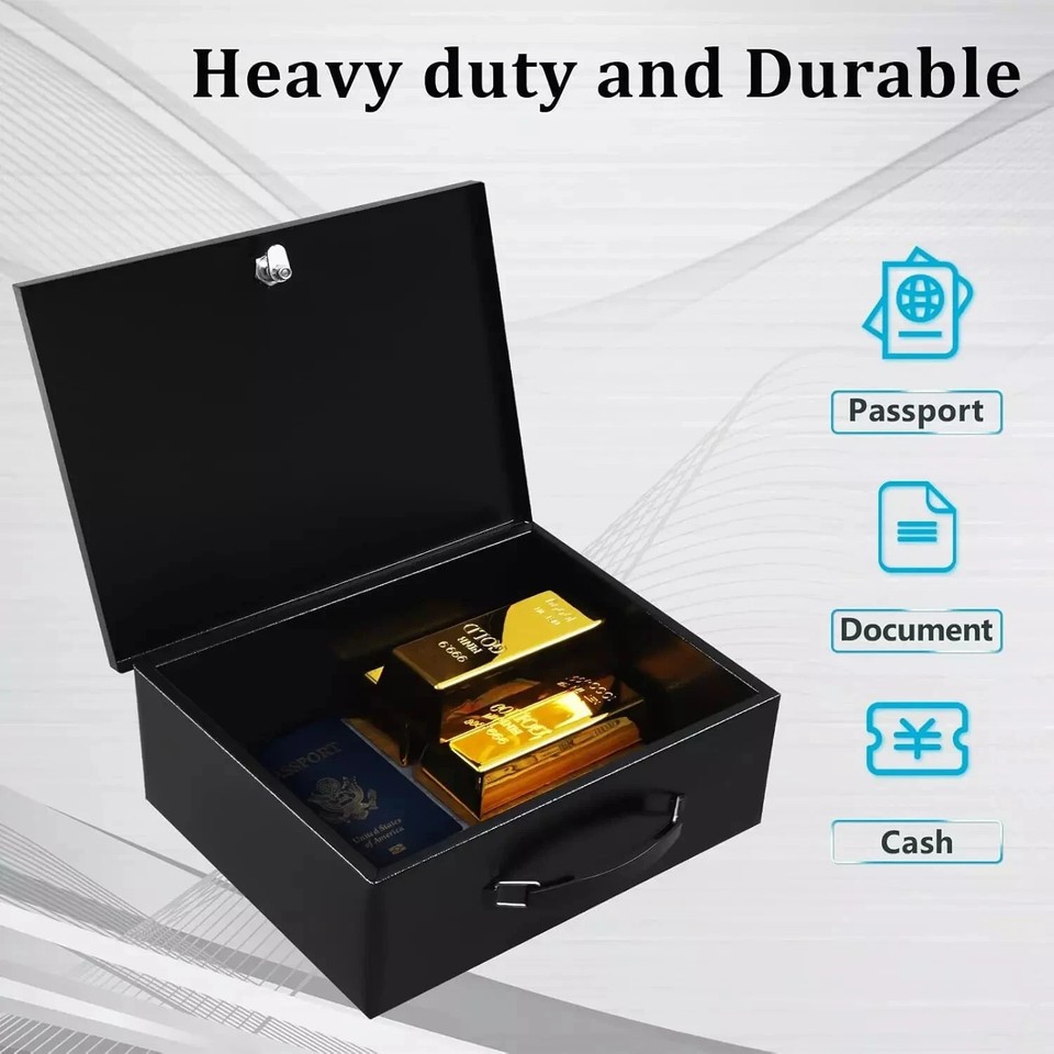 Portable Metal Safe Box with - Fire Resistant Storage for Documents, Ca ...