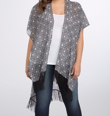 Torrid Black & White Geometric Print Chiffon Ruana Throw Wrap 0 aka 12 ...