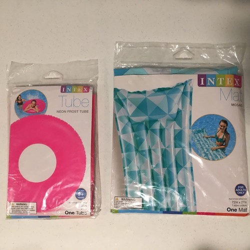 New! 2 INTEX Swimming Pool Floats Lounge Inflatable Blue MAT and Pink ...