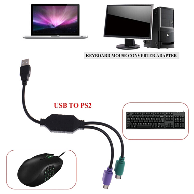 1Pc USB male to dual PS2 female cable adapter converter use for ...