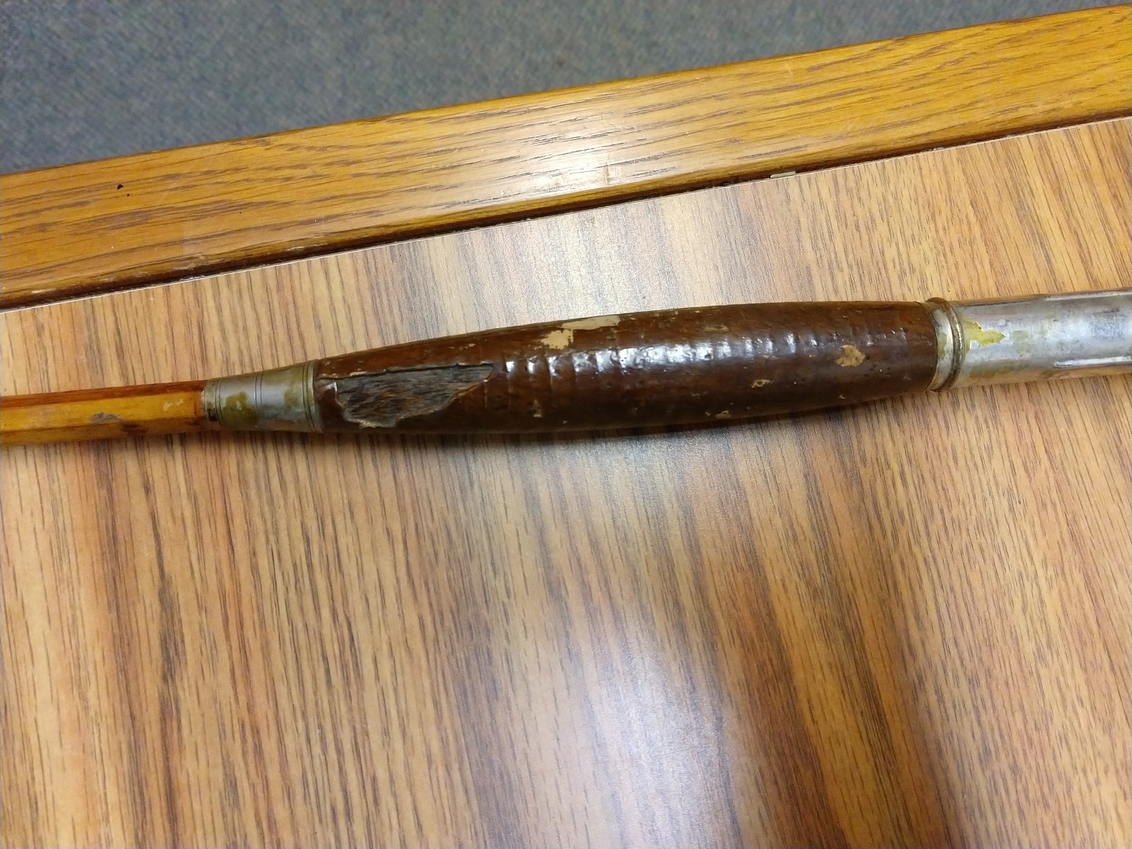 Vintage Antique Wood Fishing Rod Pole, With Holder, Bamboo? Nice! | eBay