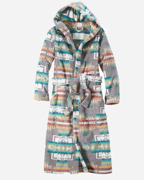 NWT Pendleton CHIEF JOSEPH GRAY GEO Cotton Terry Velour Hooded Robe ...