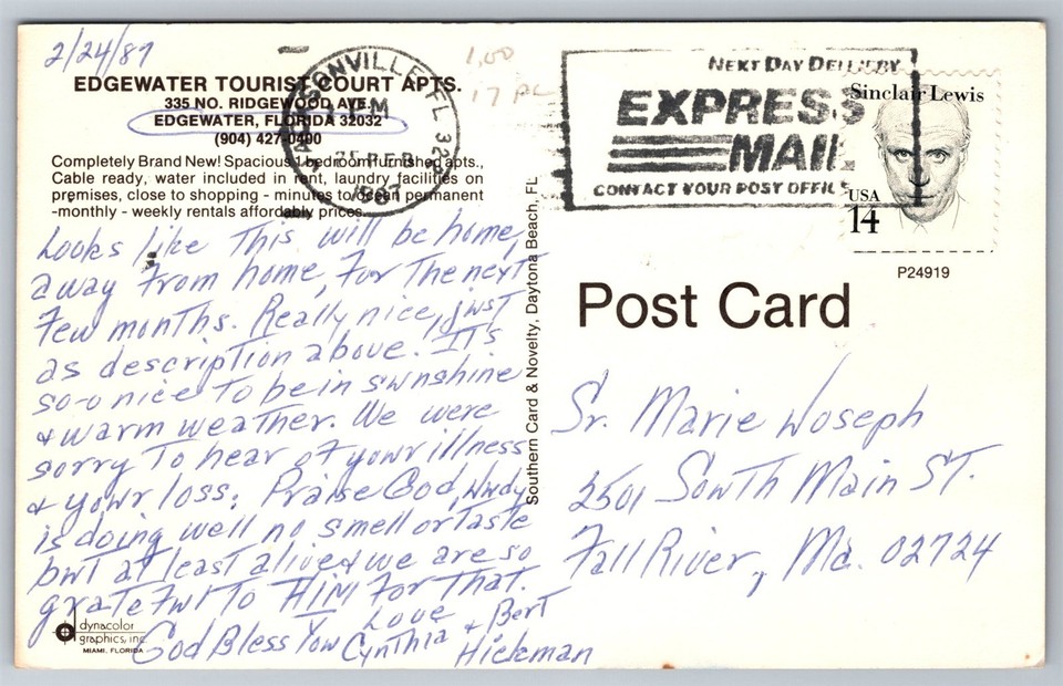 Postcard Edgewater Tourist Court Apartments, Edgewater Florida D343 | eBay
