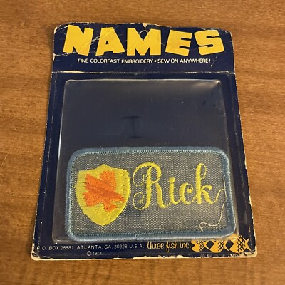 VTG 70s RICK Names Sew-On Colorfast Embroidered Patch Three-Fish NOS Un ...