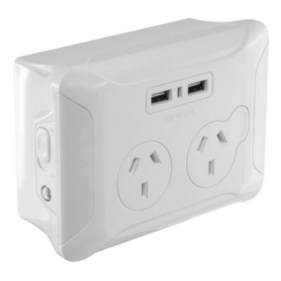 2x AC GPO / 2x USB Clip over wall plate Adaptors Embedded with Surge ...